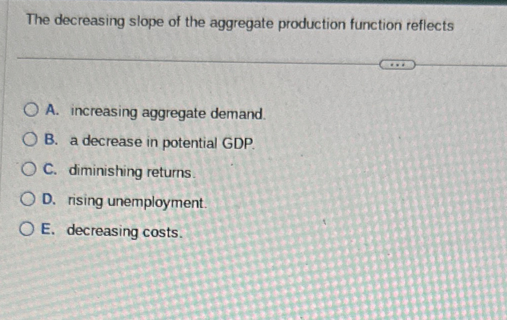 Solved The decreasing slope of the aggregate production | Chegg.com