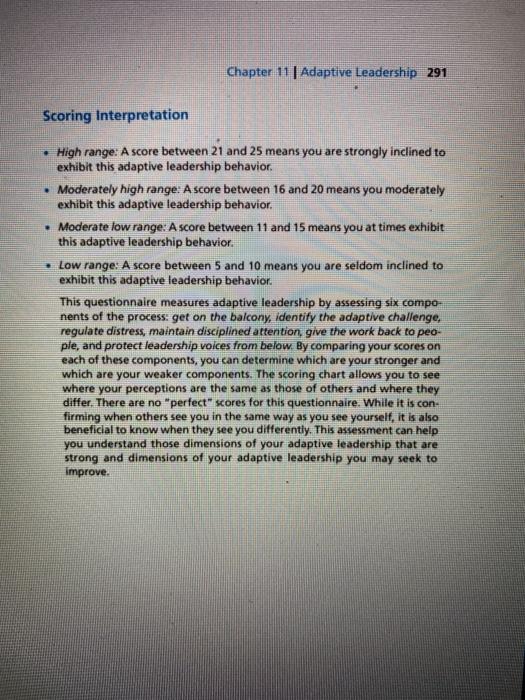 Solved Complete the Adaptive Leadership Questionnaire. | Chegg.com