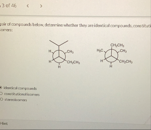3 ﻿of 46pair of compounds below, determine whether | Chegg.com