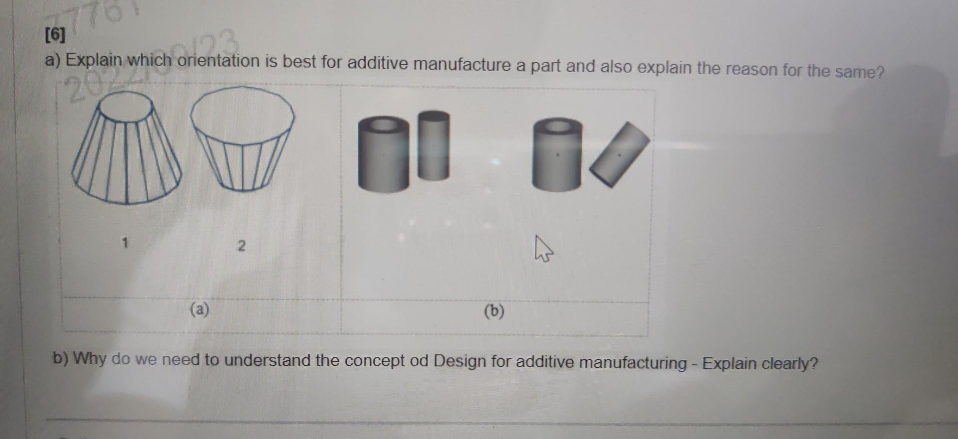 Solved a) Explain which orientation is best for additive | Chegg.com