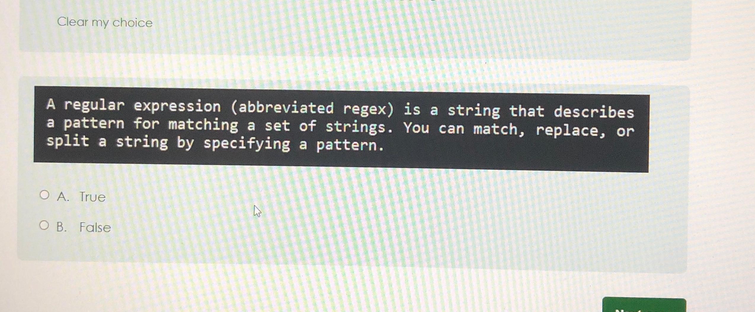 Solved Clear my choiceA regular expression (abbreviated | Chegg.com