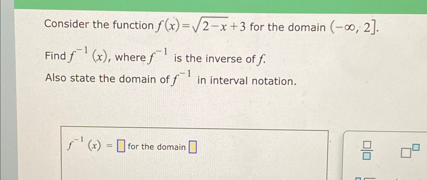 Solved Consider the function f(x)=2-x2+3 ﻿for the domain | Chegg.com