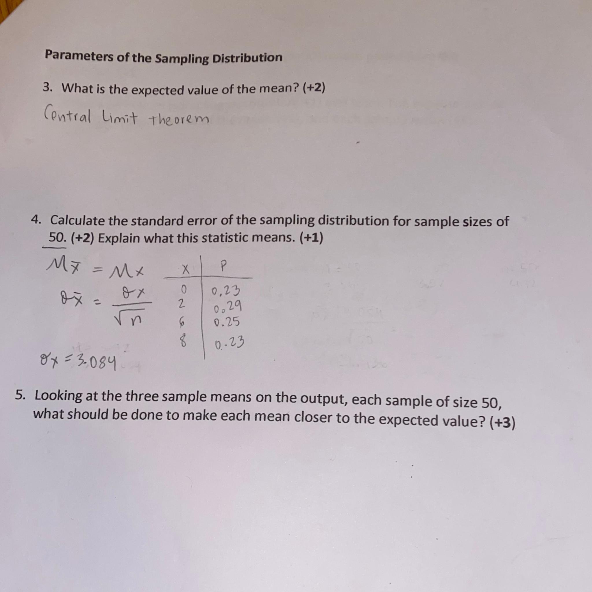 Solved Parameters of the Sampling Distribution3. ﻿What is | Chegg.com