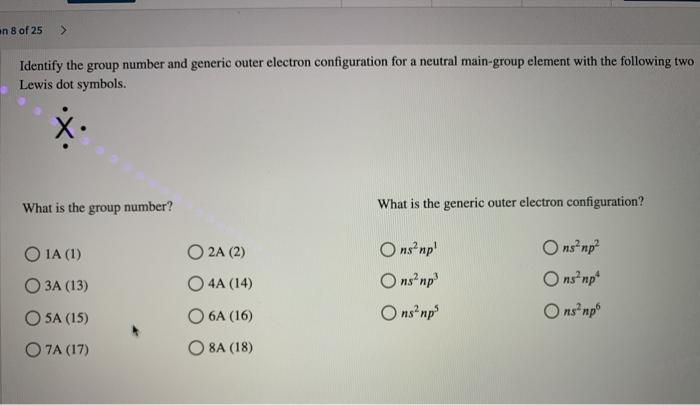 Solved an 8 of 25 Identify the group number and generic | Chegg.com