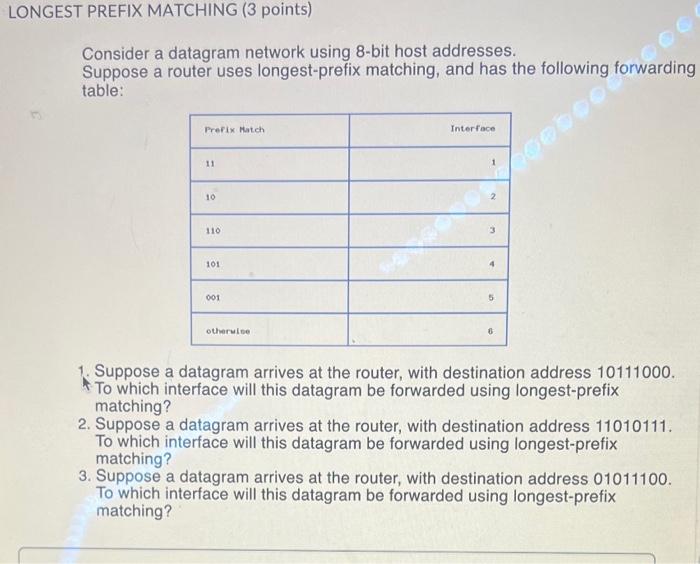 Solved Consider A Datagram Network Using 8 Bit Host 