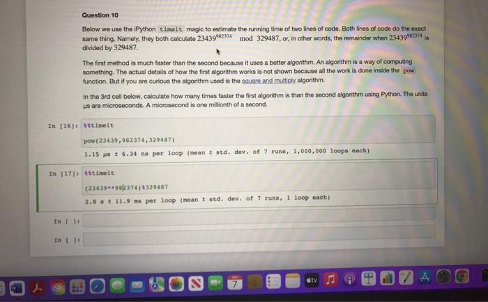 Solved Below we use the IPython timeit magic to estimate the | Chegg.com