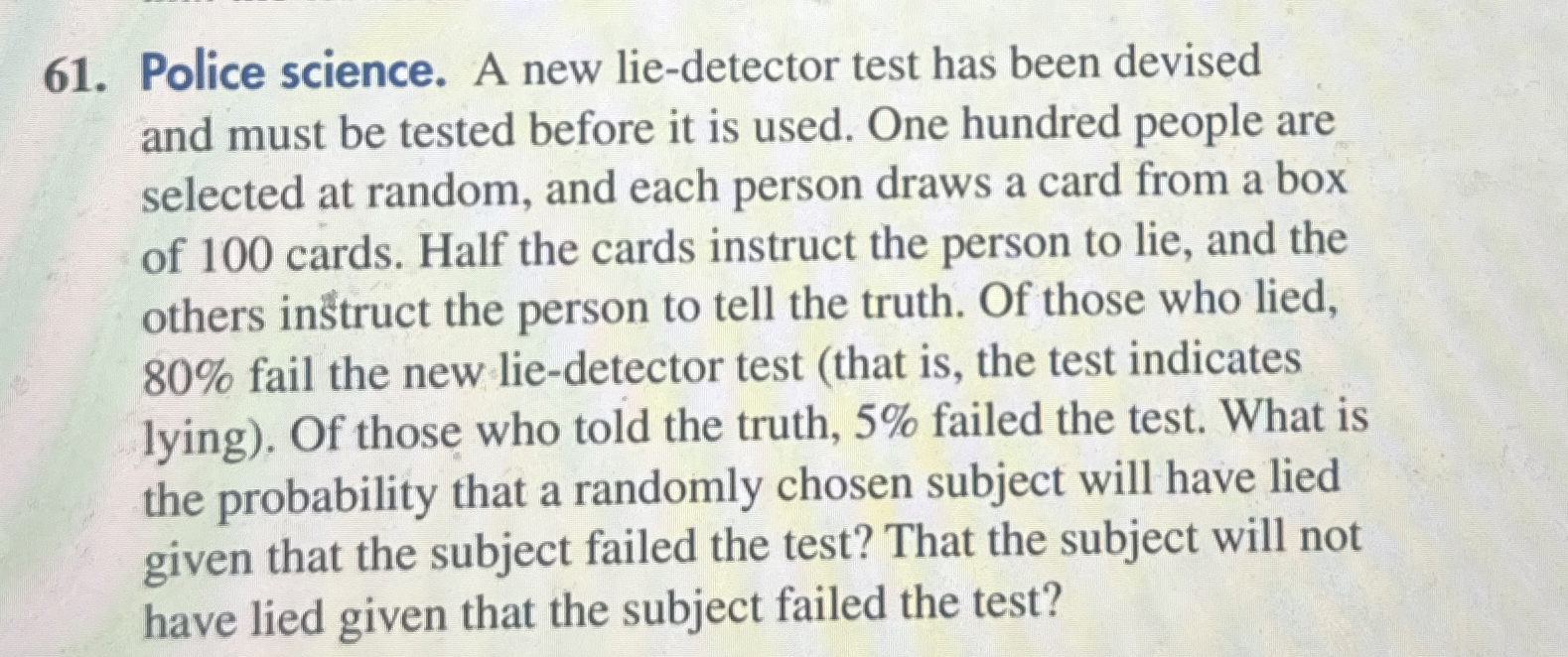 Solved Police science. A new lie-detector test has been | Chegg.com