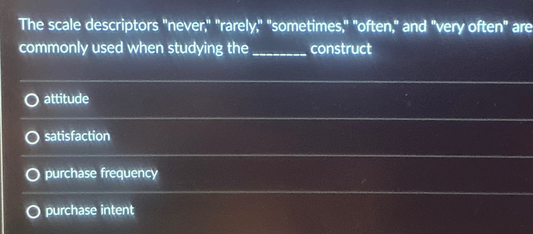 Solved The scale descriptors "never," "rarely," "sometimes," | Chegg.com