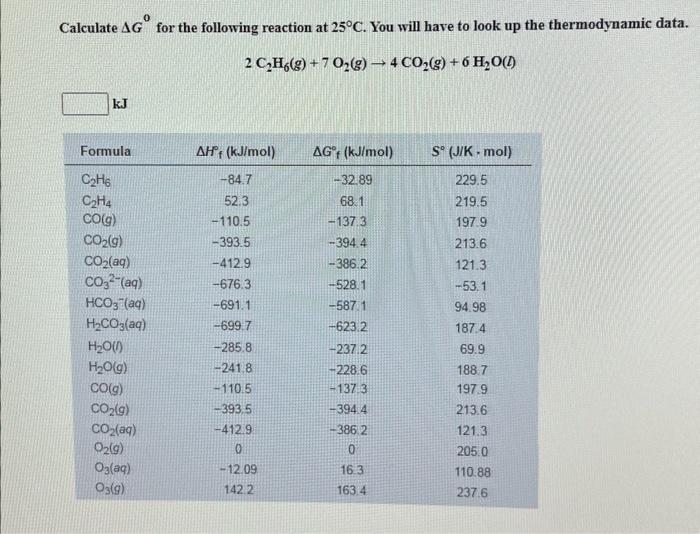 Solved Calculate ΔG∘ for the following reaction at 25∘C. You | Chegg.com