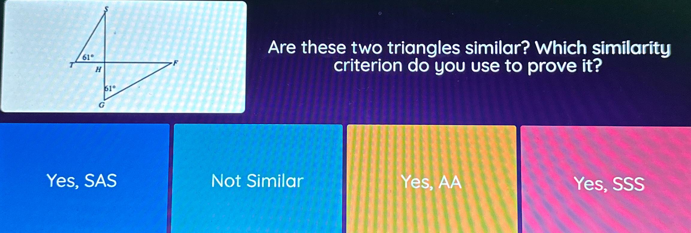 Solved Are these two triangles similar? Which similarity | Chegg.com