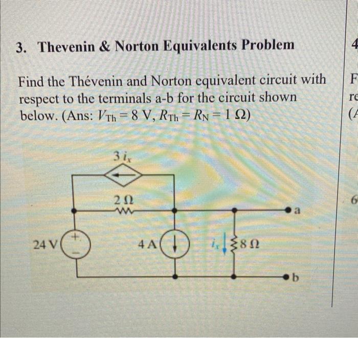 Solved 3. Thevenin \& Norton Equivalents Problem Find the | Chegg.com