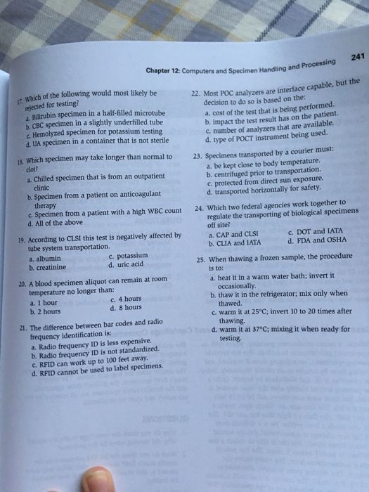 Solved Unit IV: Special Procedures 240 Chapter Review | Chegg.com