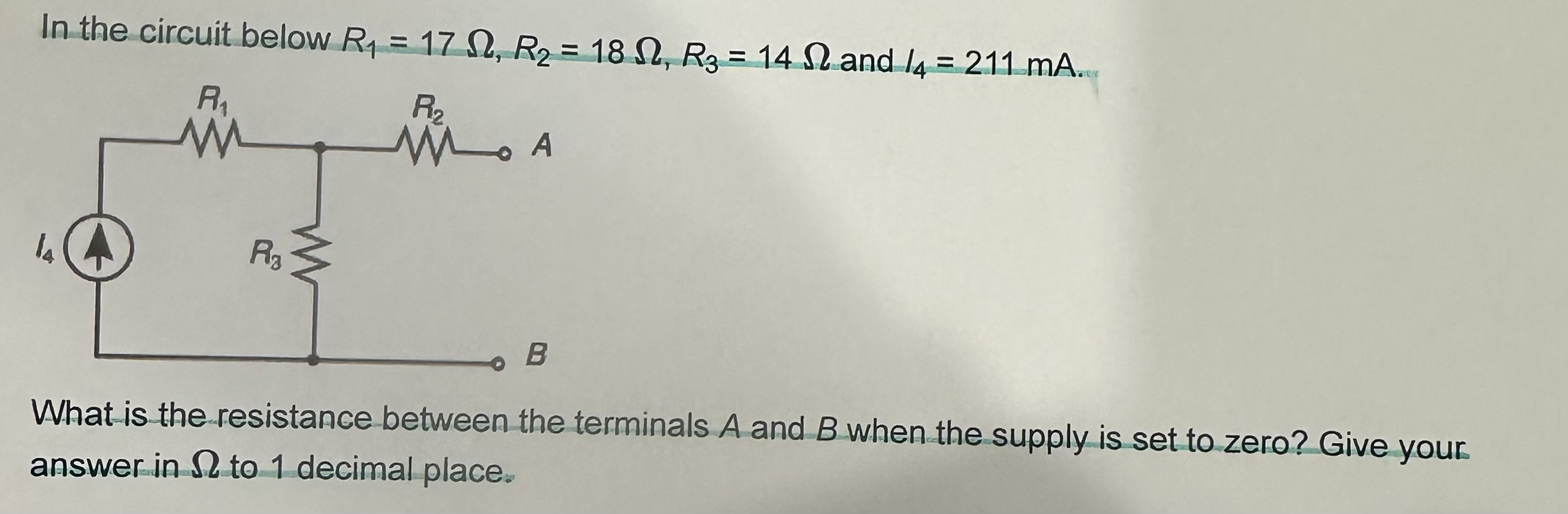 Solved In the circuit below R1=17Ω,R2=18Ω,R3=14Ω ﻿and | Chegg.com