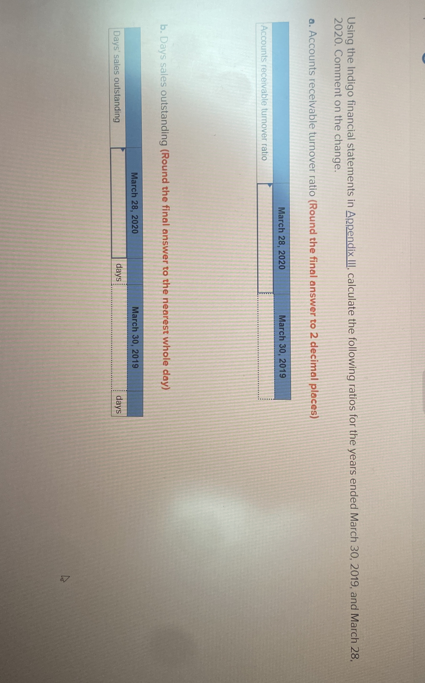 Solved Using the Indigo financial statements in Appendix | Chegg.com
