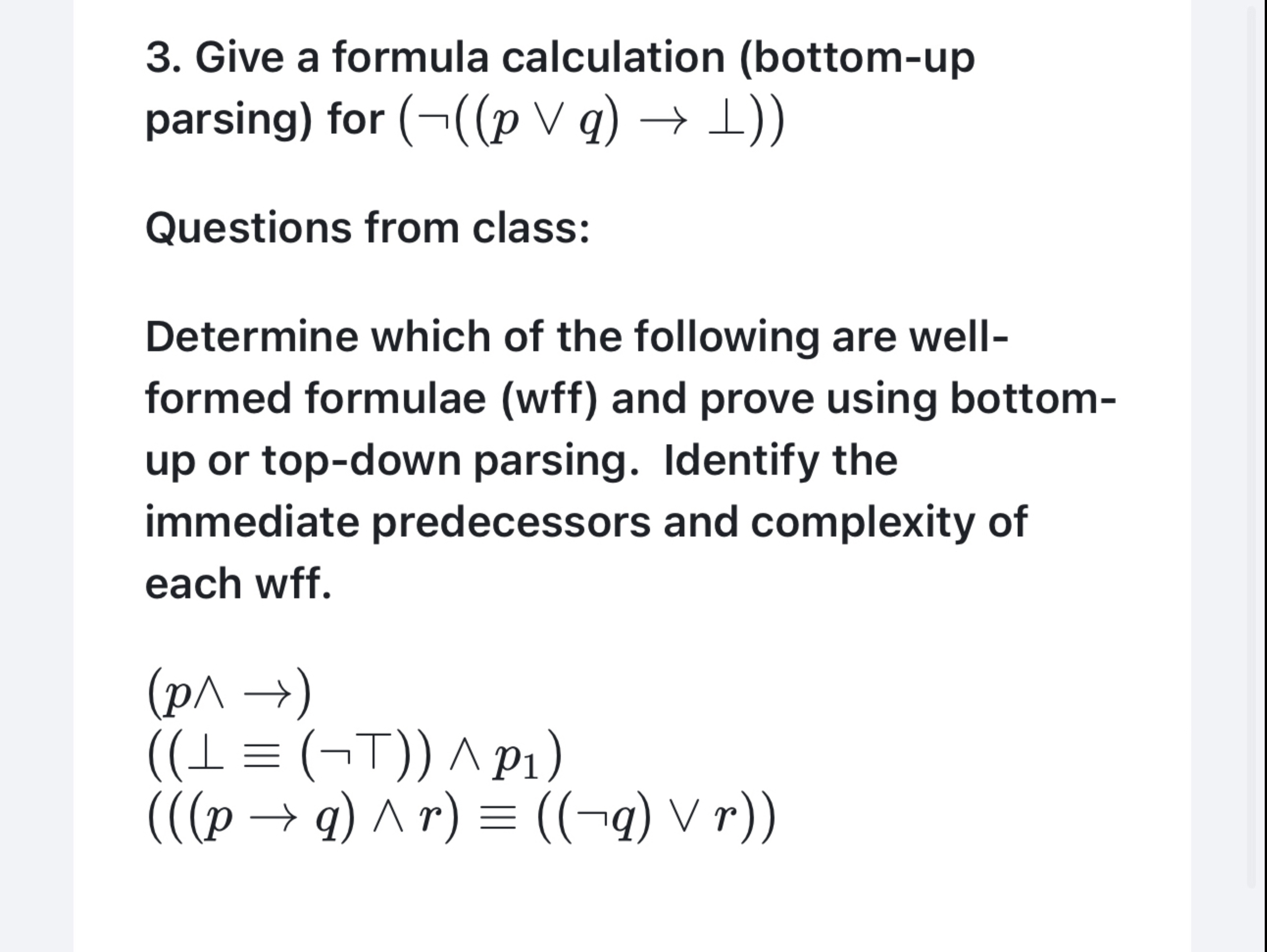 Solved Give a formula calculation (bottom-upparsing) ﻿for | Chegg.com