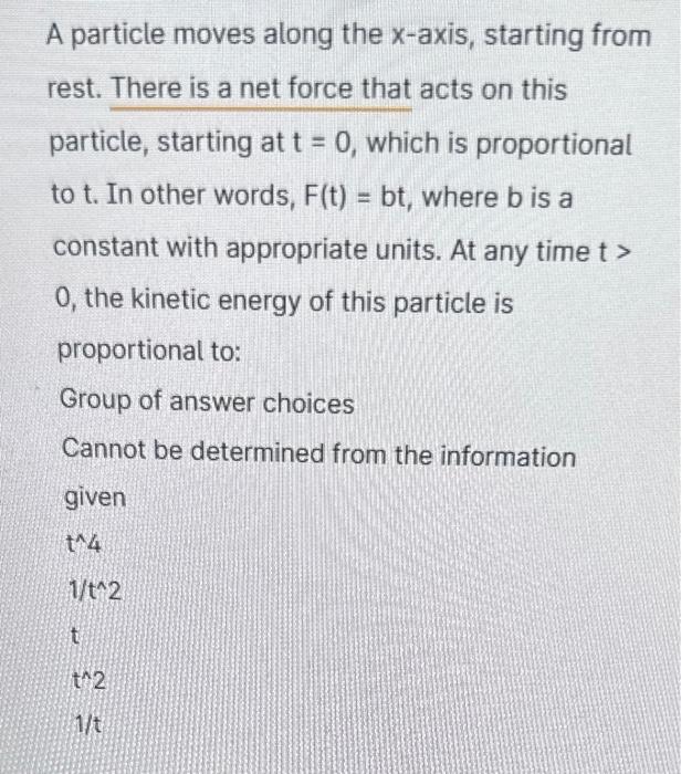 Solved A particle moves along the x-axis, starting from | Chegg.com