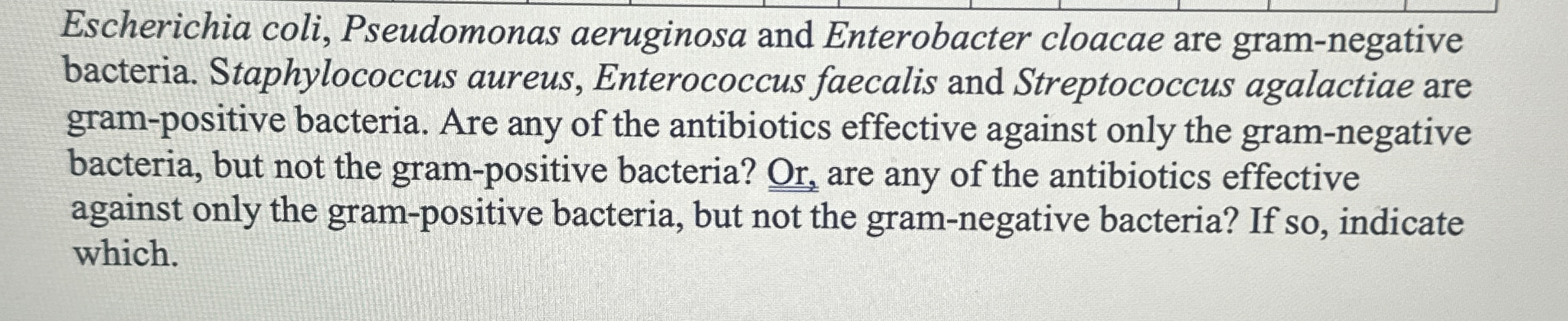 Solved Escherichia coli, Pseudomonas aeruginosa and | Chegg.com