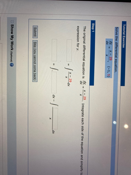 Solved Tutorial Exercise Solve the differential equation. | Chegg.com
