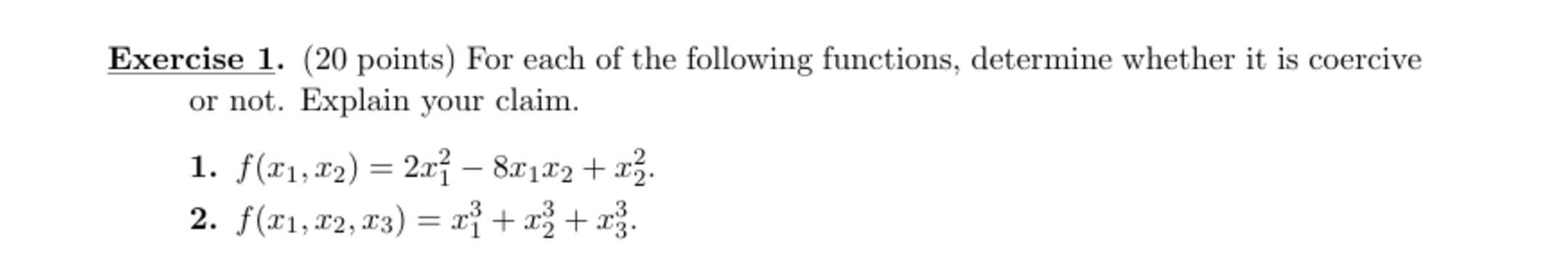 Solved Exercise 1. (20 ﻿points) ﻿For each of the following | Chegg.com