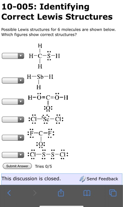 Solved 10-005: Identifying Correct Lewis Structures Possible | Chegg.com
