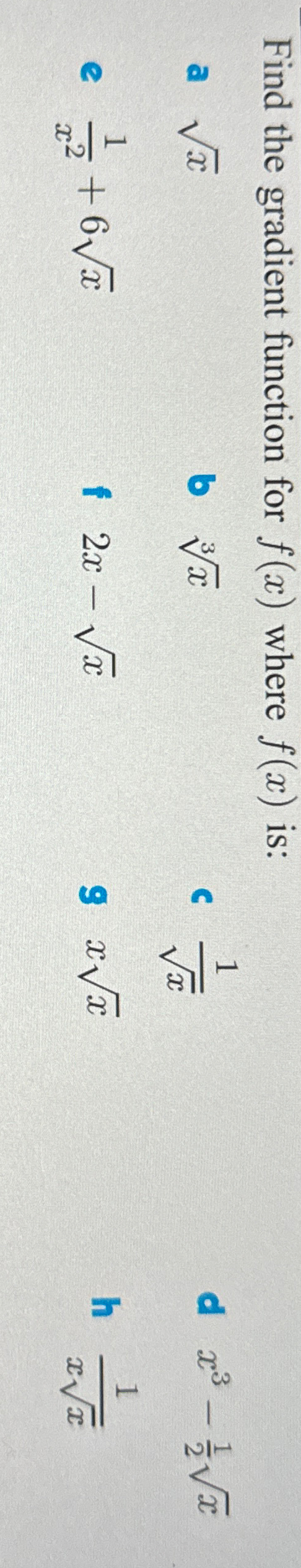 Solved Find the gradient function for f(x) where f(x) | Chegg.com