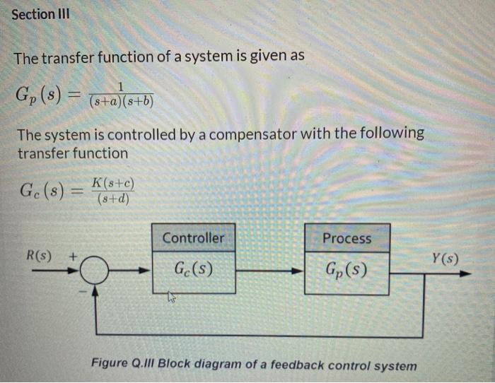 Solved Section III The transfer function of a system is | Chegg.com
