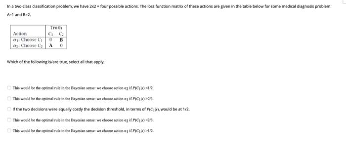 Solved In a two-class classification problem, we have 22 - | Chegg.com
