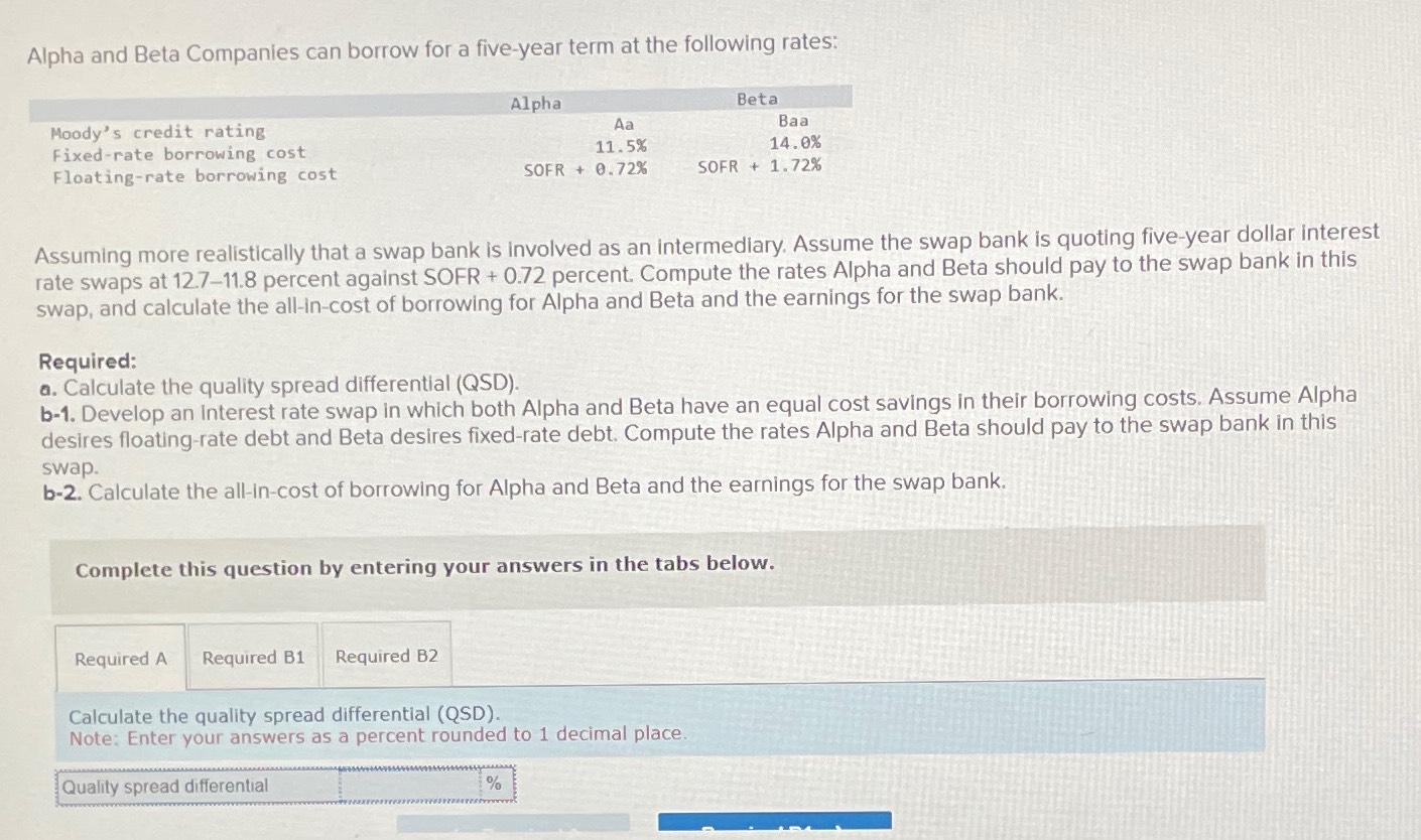 Solved Alpha and Beta Companies can borrow for a five-year | Chegg.com