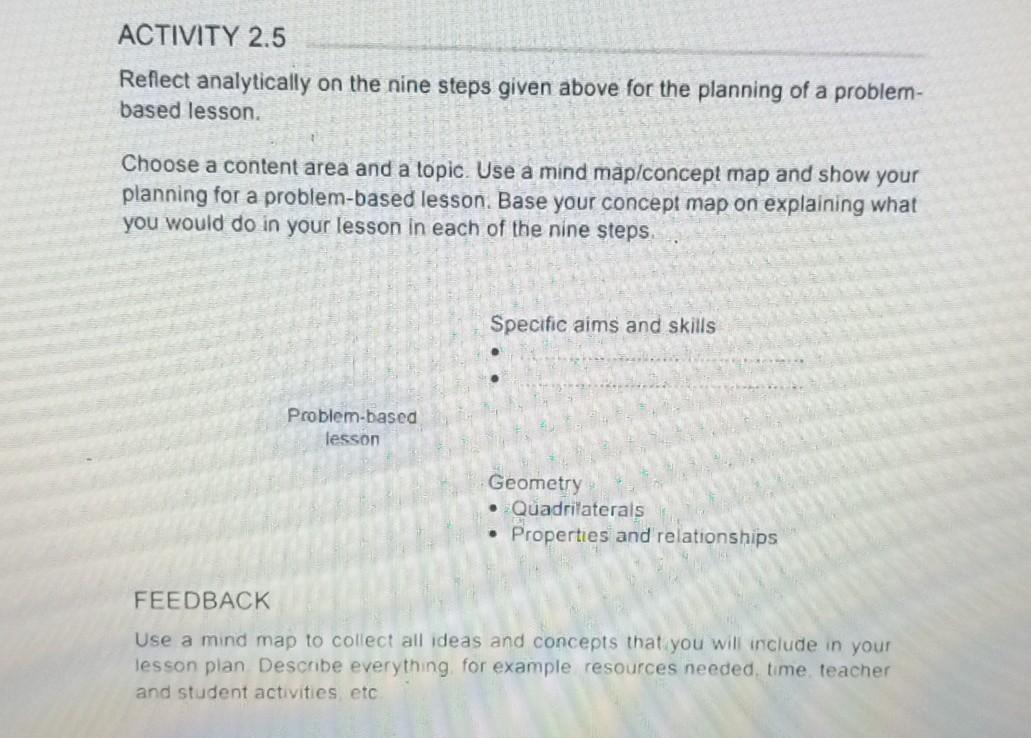 Solved do activity 2.5. do not forget to do the mind map | Chegg.com