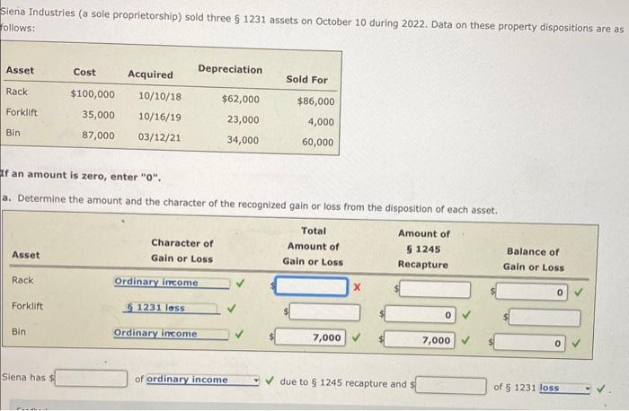 Solved Siena Industries (a sole proprietorship) sold three | Chegg.com