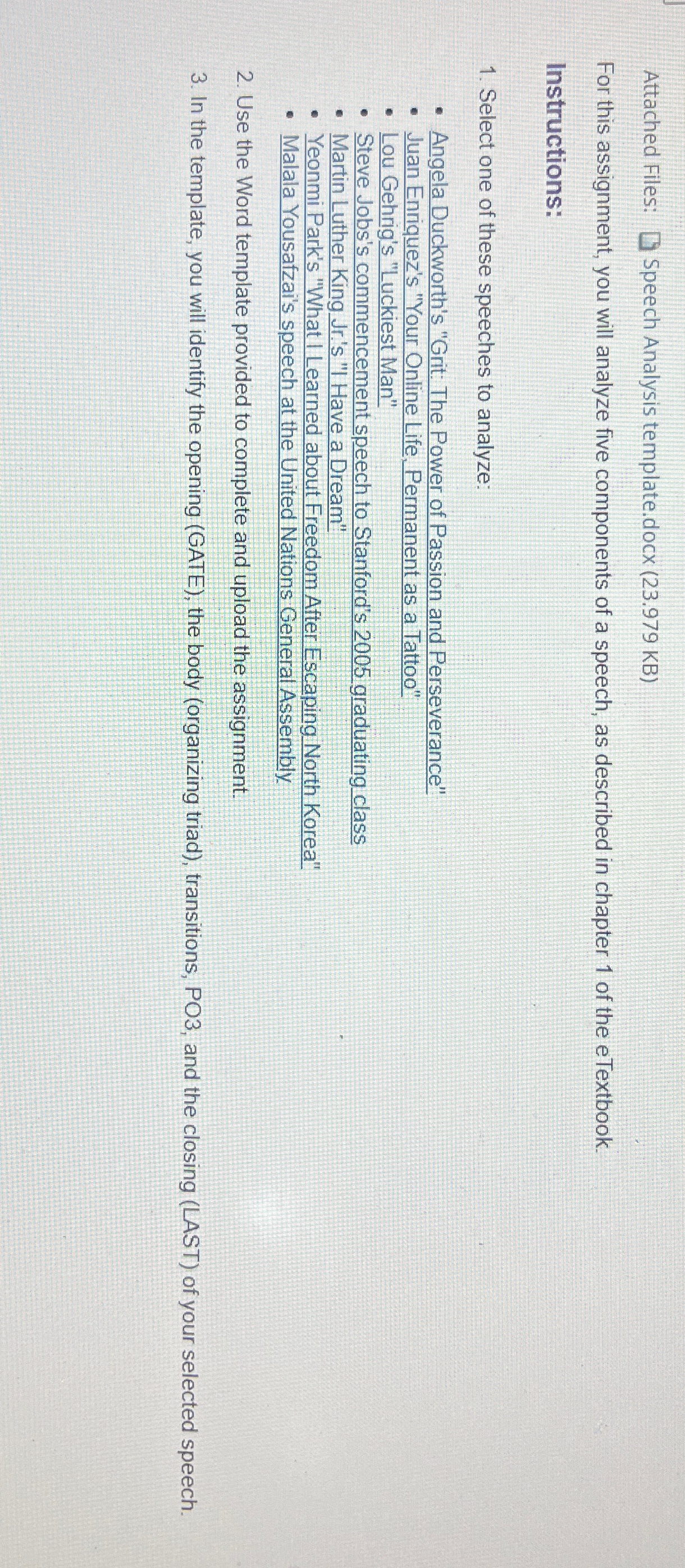 Solved Attached Files: ﻿Speech Analysis template.docx | Chegg.com
