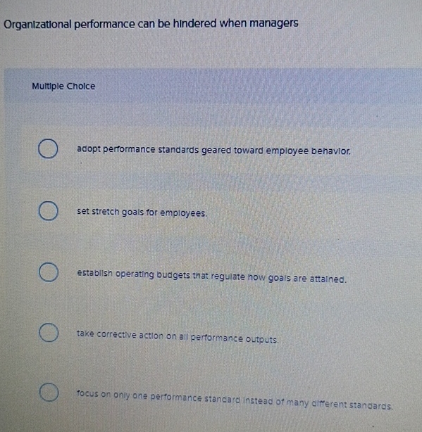 Solved Organizational performance can be hindered when | Chegg.com