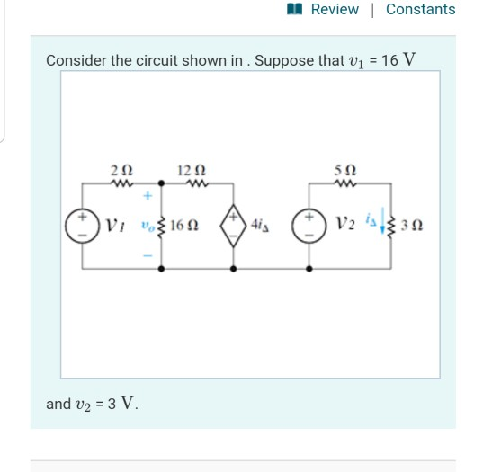 Solved A Review Constants Consider the circuit shown in . | Chegg.com