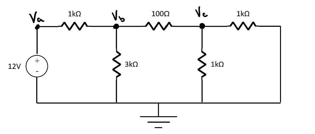 Solved Use Nodal Analysis to solve for node voltages Va, | Chegg.com