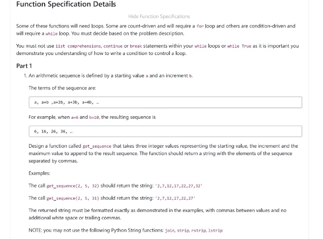 Solved Function Specification DetailsHide Function | Chegg.com