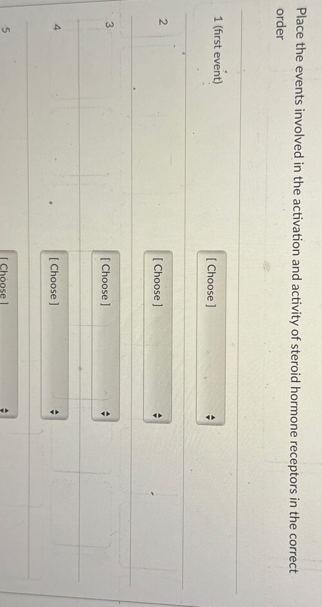 Solved Place the events involved in the activation and | Chegg.com