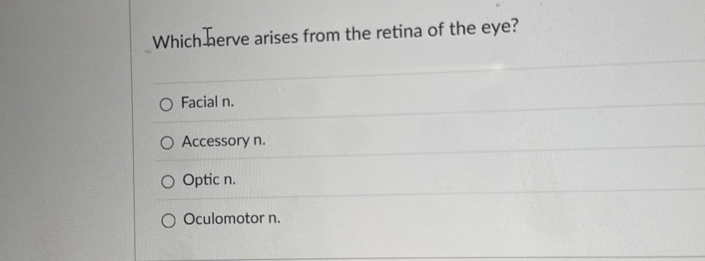 Solved Which Wherve arises from the retina of the eye?Facial | Chegg.com