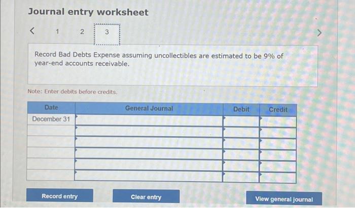 Solved Journal entry worksheet Record Bad Debts Expense | Chegg.com