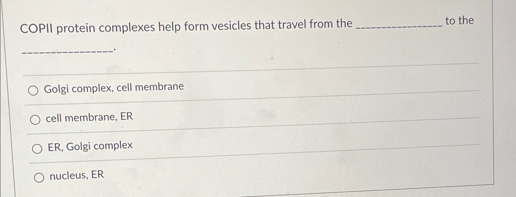 Solved COPII protein complexes help form vesicles that | Chegg.com