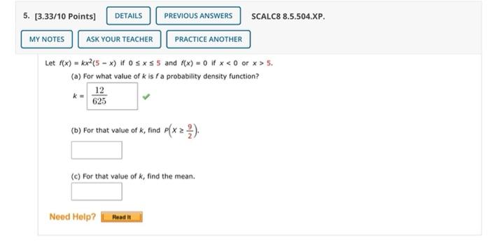 Solved 5. [3.33/10 Points) DETAILS PREVIOUS ANSWERS SCALC8 | Chegg.com