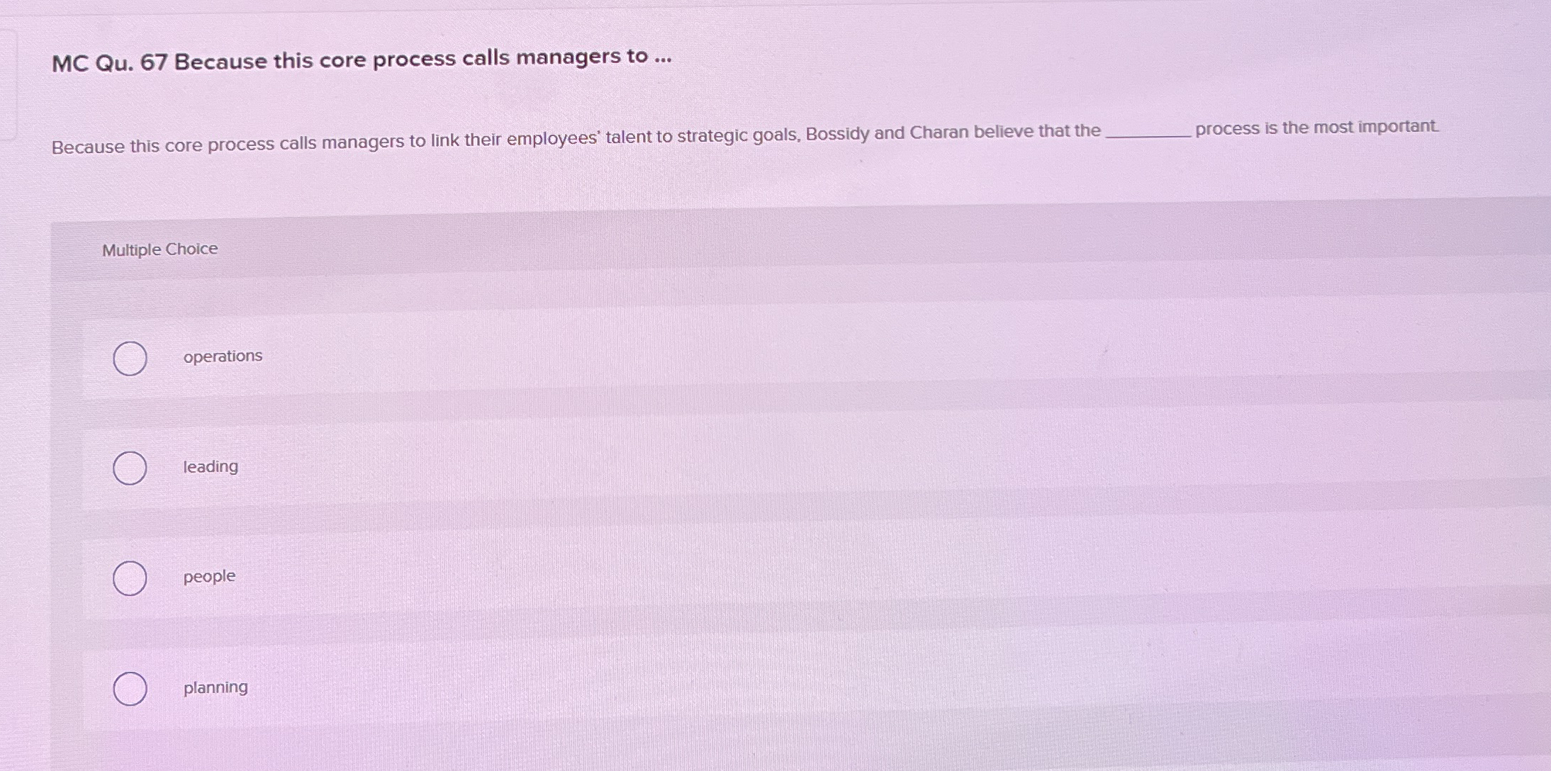 Solved MC Qu. 67 ﻿Because this core process calls managers | Chegg.com