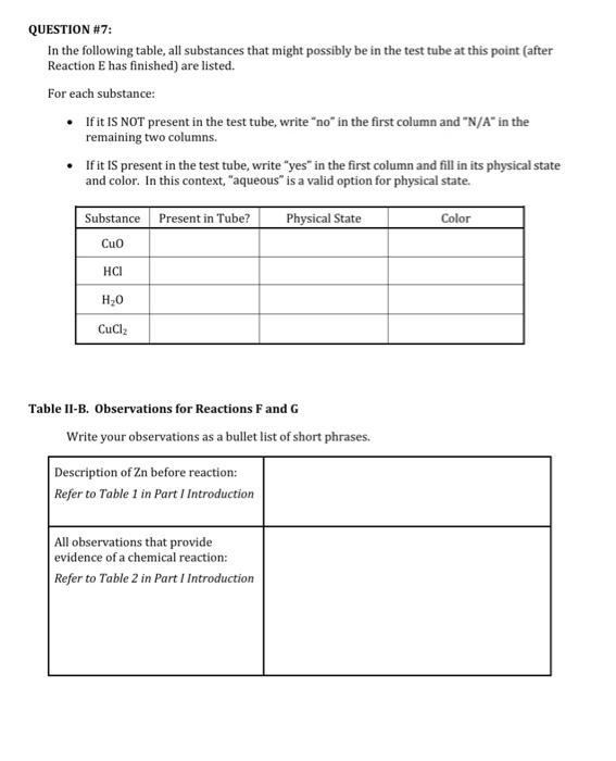 Solved Table II-A. Observations for Reaction E Write your | Chegg.com