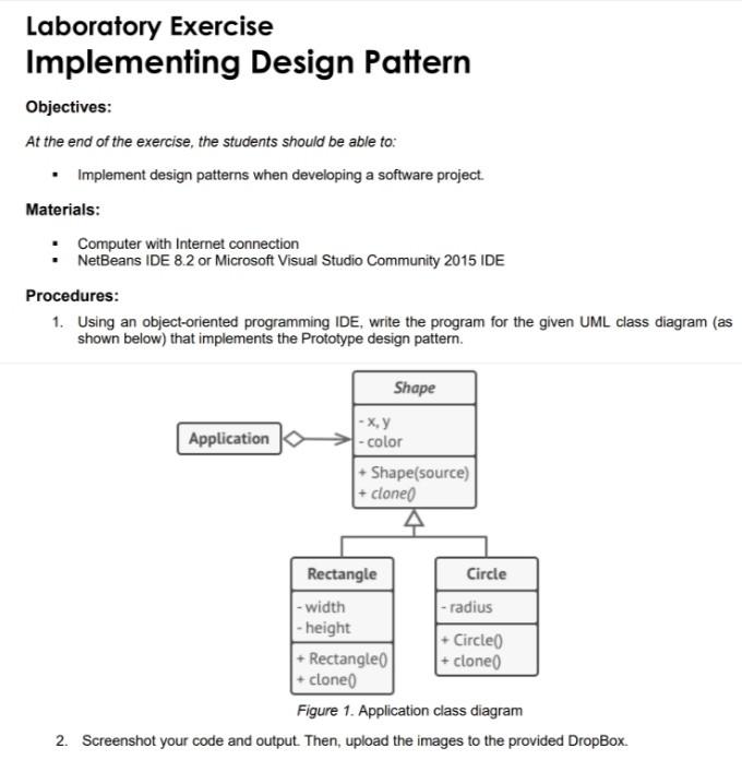 Solved Laboratory Exercise Implementing Design Pattern | Chegg.com