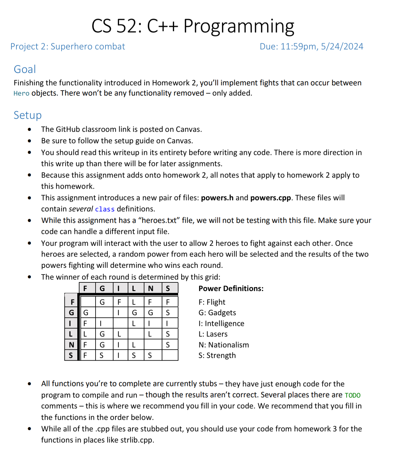 Solved CS 52: C++ ﻿ProgrammingProject 2: Superhero | Chegg.com