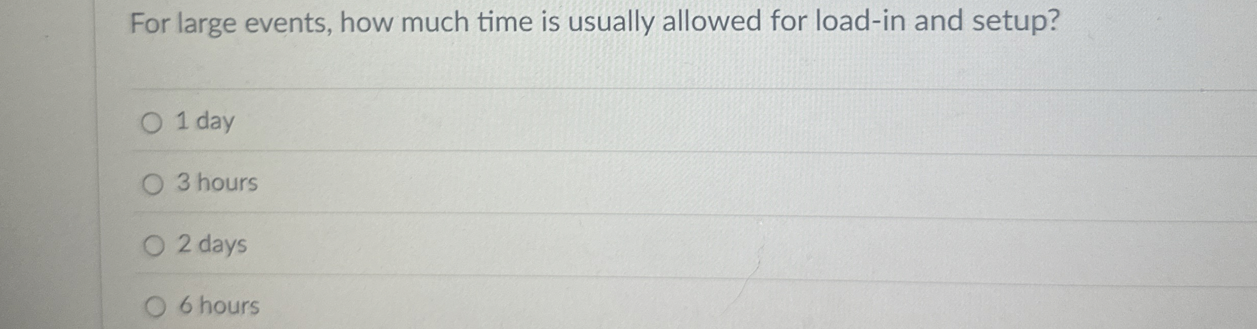 High Quality SOLUTION For large events, how much time is usually allowed | Chegg.com