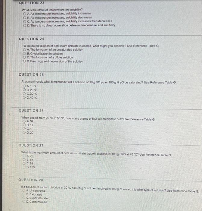 What is the effect of temperature on solubility? A. | Chegg.com