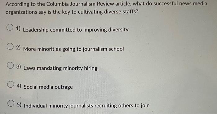 According to the Columbia Journalism Review article, | Chegg.com