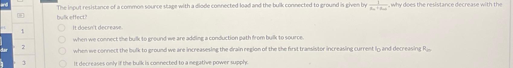 Solved The input resistance of a common source stage with a | Chegg.com