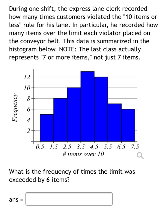 Solved During one shift, the express lane clerk recorded how | Chegg.com
