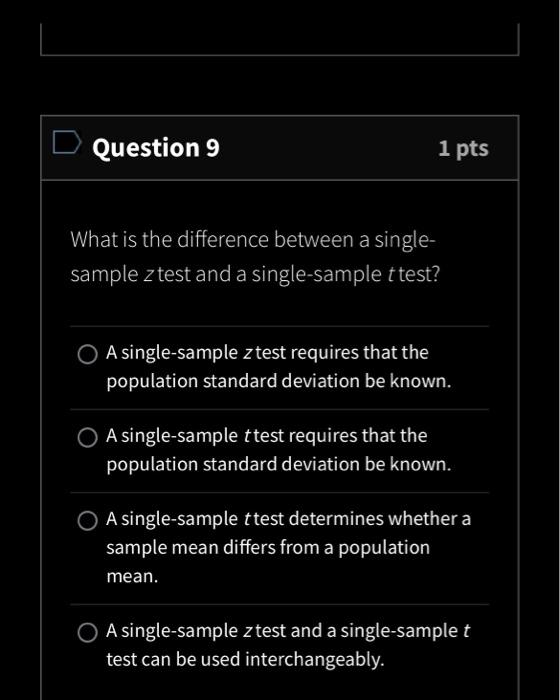 Solved What is the difference between a singlesample z test | Chegg.com